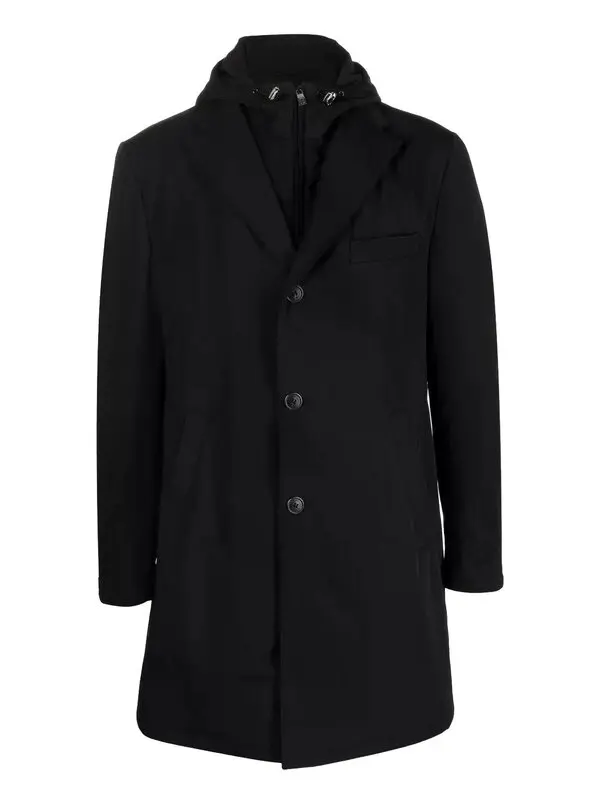 Corneliani Single-breasted Hooded Lightweight Jacket - Black