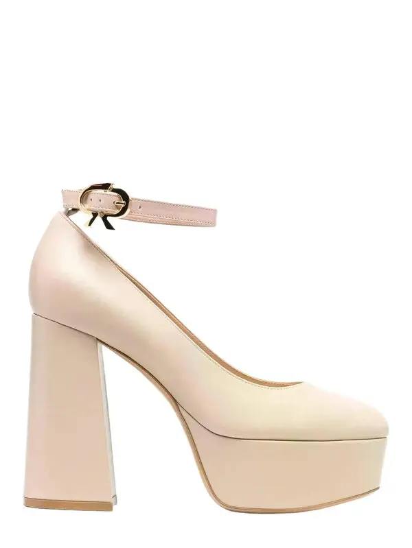 GIANVITO ROSSI Leather Platform Pumps - Neutrals