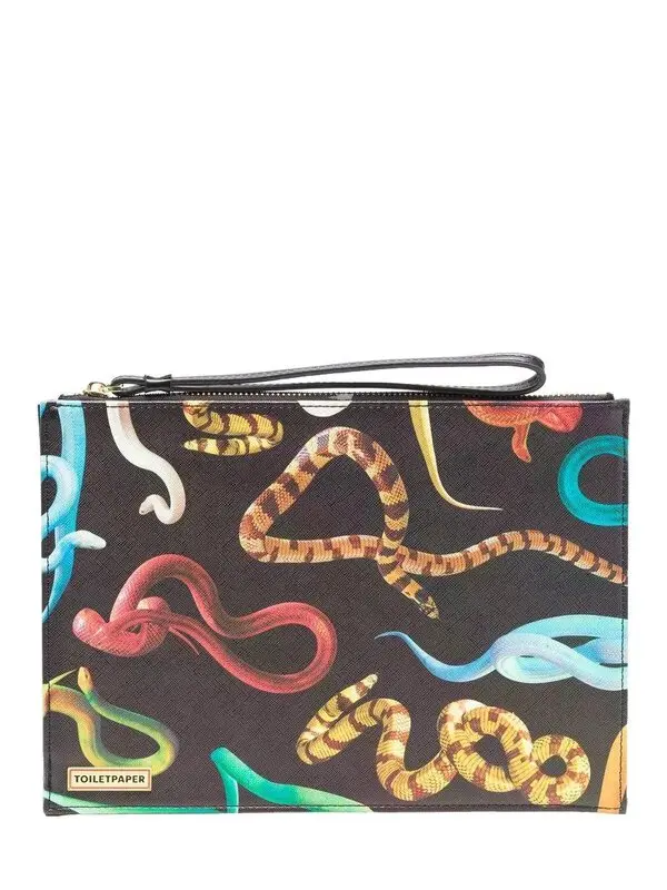 SELETTI Snake Print Wash Bag - Black