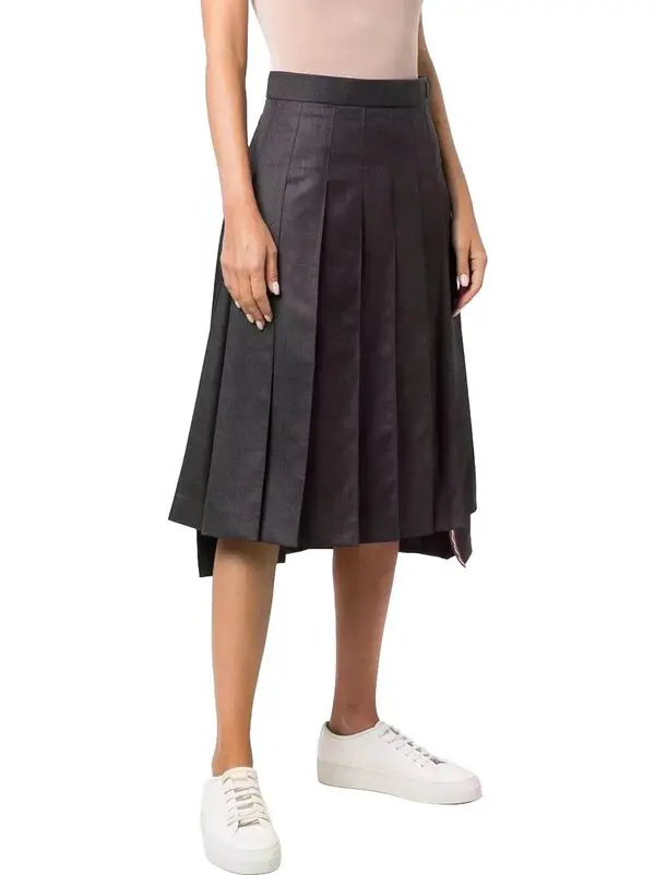 Thom Browne Below Knee Pleated Skirt - Grey