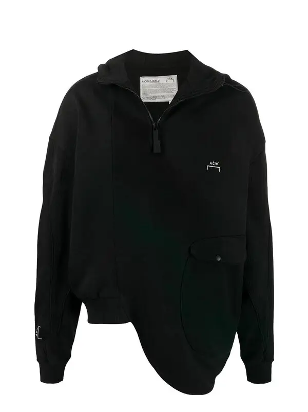 A-COLD-WALL* Asymmetric Logo Printed Hoodie - Black