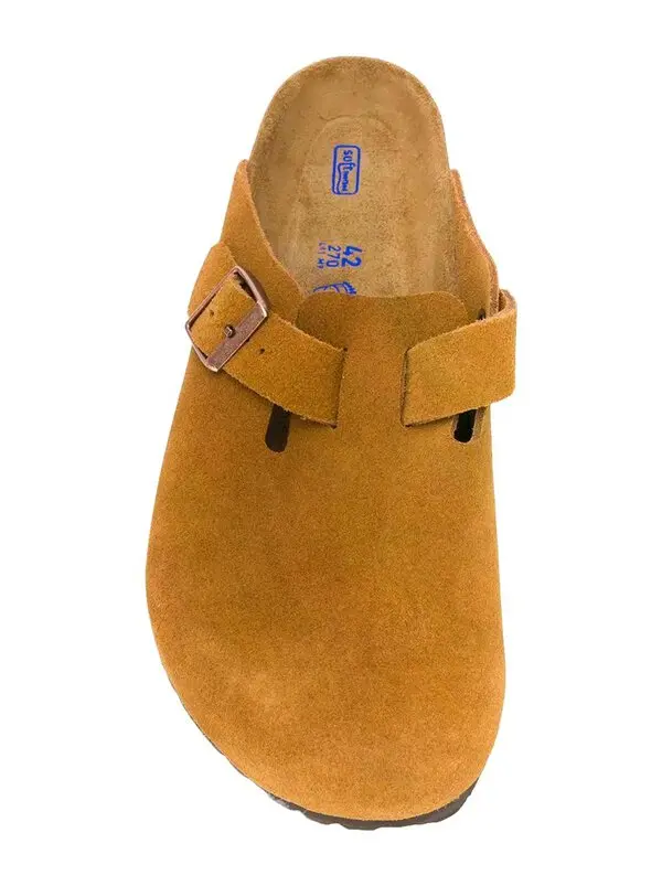 BIRKENSTOCK Suede Buckle Slippers - Brown