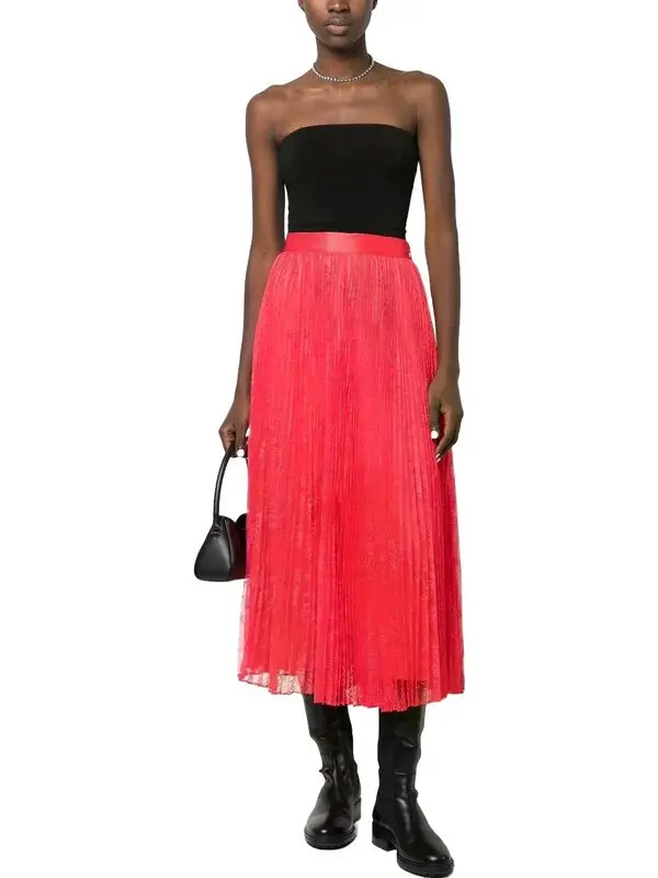 TWINSET Lace-trim Pleated Skirt - Red