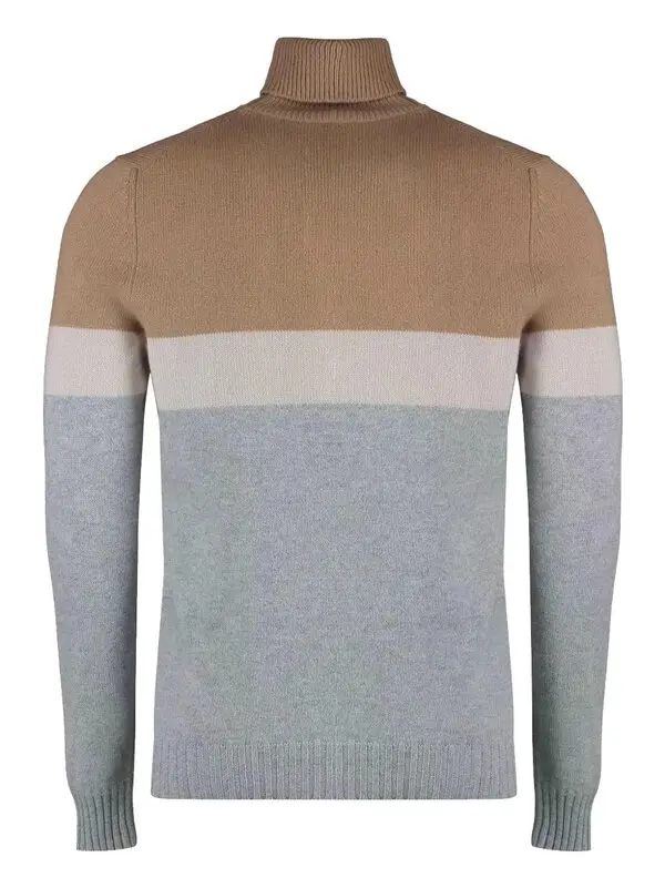 Malo Argyle Roll Neck Sweater - Neutrals