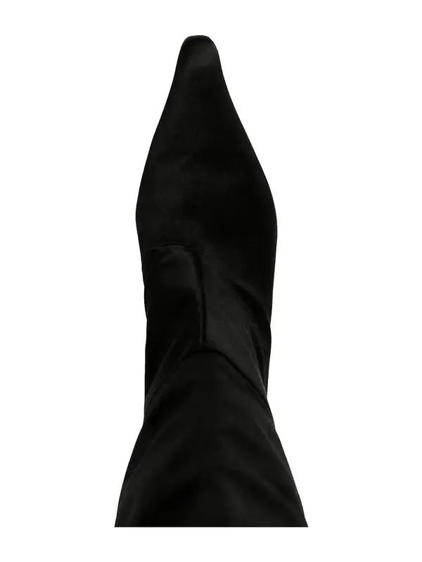 Alexander Wang Viola Feather-trim Satin Knee-high Boots - Black