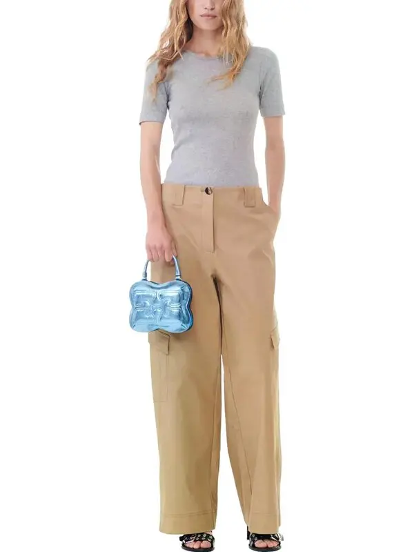 GANNI Mid-rise Cargo Trousers - Neutrals