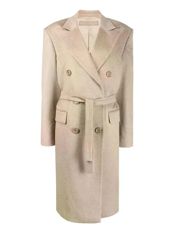 ALMAZ Double-breasted Belted Cashmere Coat - Neutrals