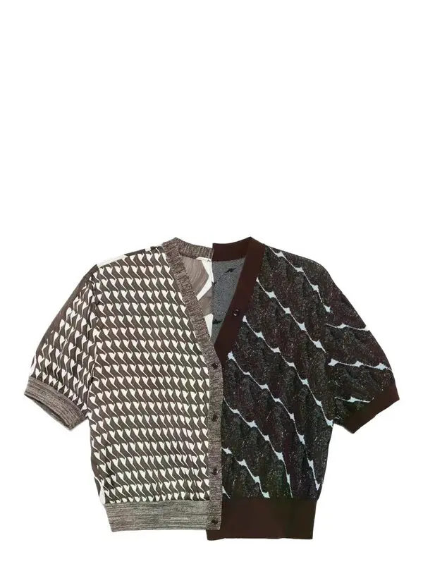 JNBY Panelled V-neck Cardigan - Brown