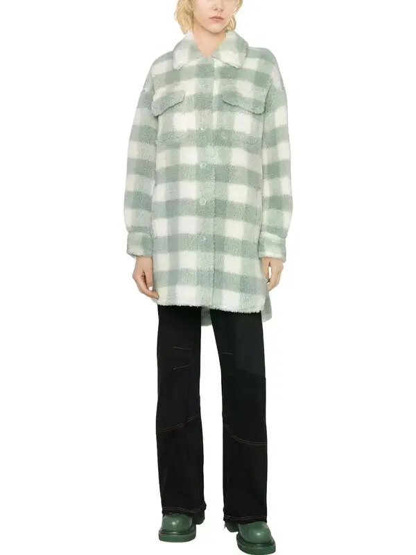 STAND STUDIO Checked Faux Fur Coat - Green