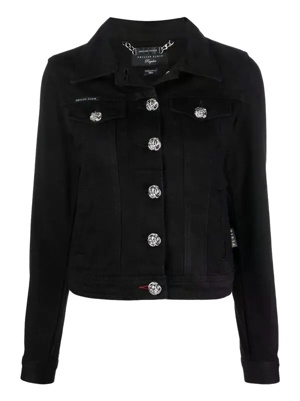 Philipp Plein Logo Plaque Denim Jacket - Black