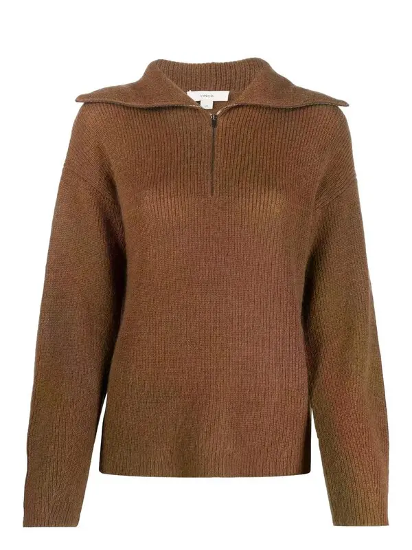 Vince Half-zip Pullover Jumper - Brown