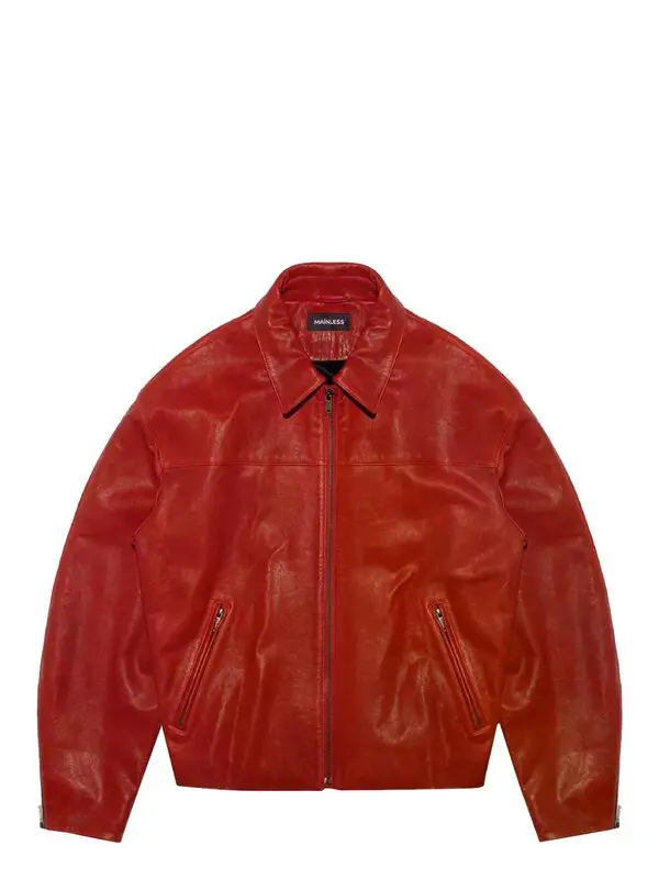 MAINLESS Leather Jacket With Zip Fastening And Adjustable Straps - Red