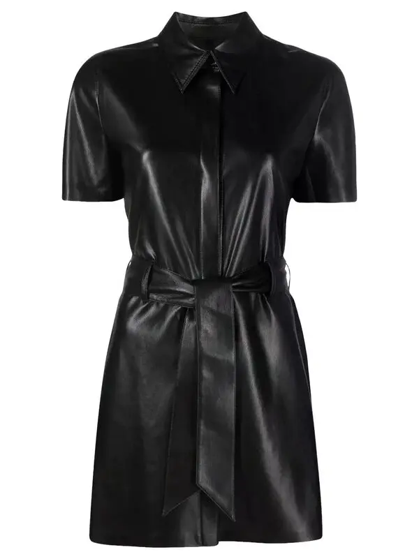 Nanushka Belted Mini Shirt Dress - Black