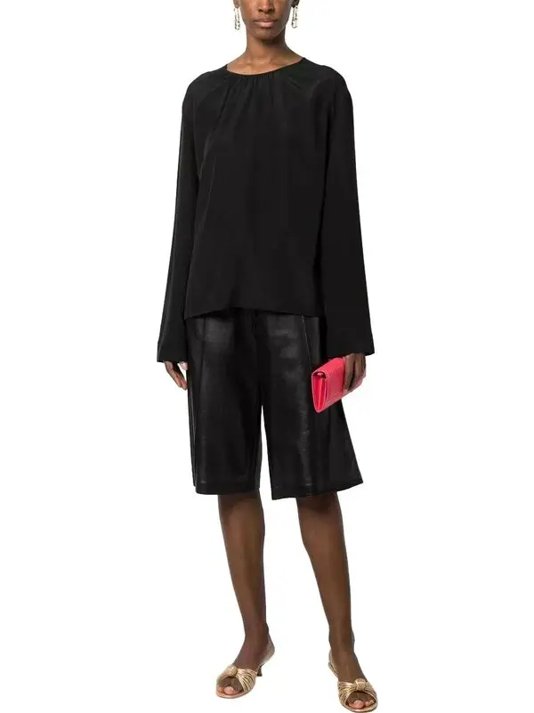 JOSEPH Gathered-neck Silk Blouse - Black