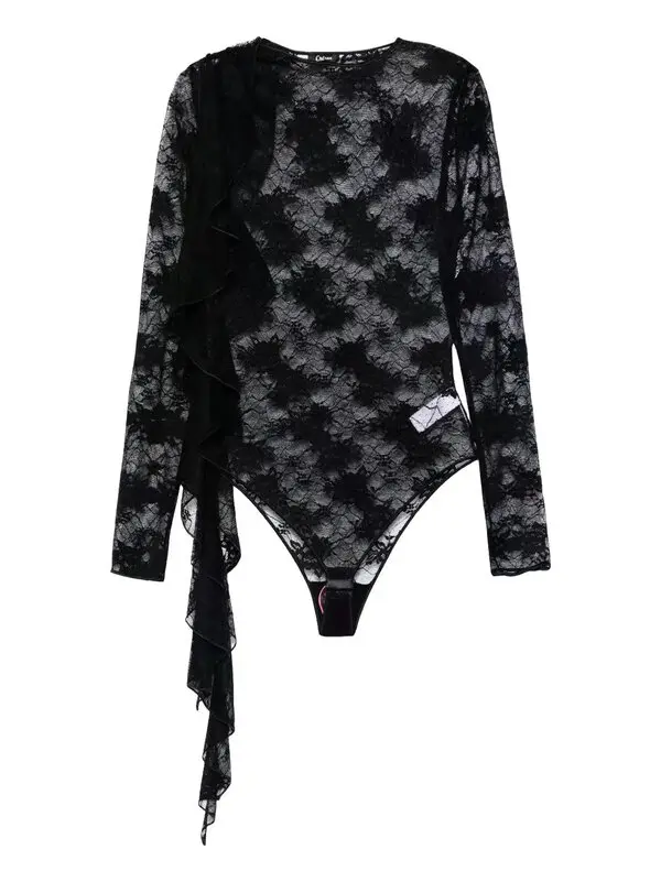 Oseree Scarf-detail Bodysuit - Black