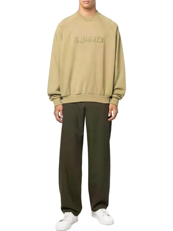 Sunnei Embroidered Logo Cotton Sweatshirt - Neutrals