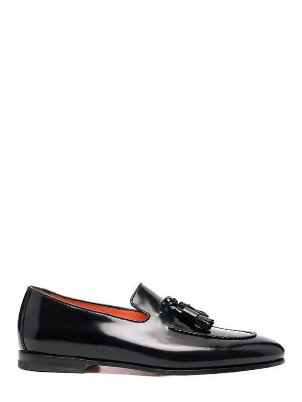 Santoni Leather Tassel Detail Loafers - Black