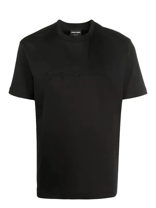 Giorgio Armani Embroidered Logo T-shirt - Black