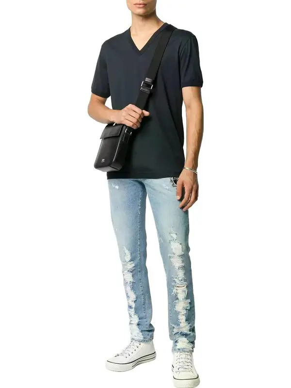 Dolce & Gabbana Logo Label V-neck T-shirt - Blue