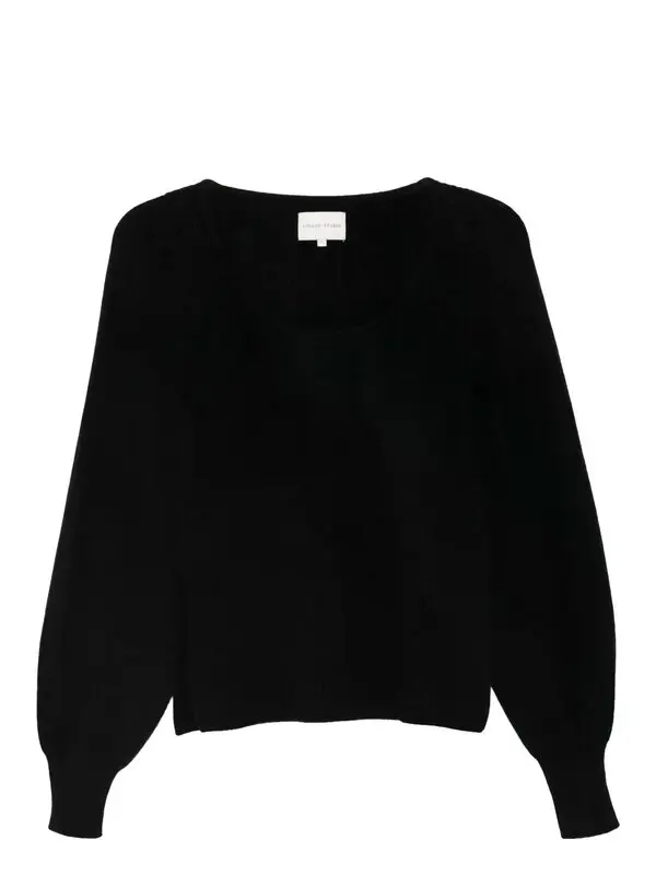 Loulou De Saison Cashmere Ribbed Knit U-neck Sweater - Black