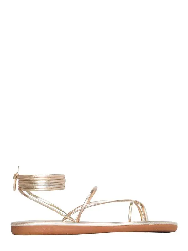 ANCIENT GREEK SANDALS Tone Leather String Flip Flop Sandals - Gold