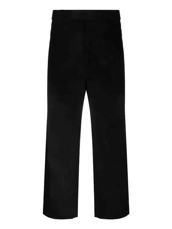 Thom Browne Corduroy Trousers With Rwb Stripe Detail - Black