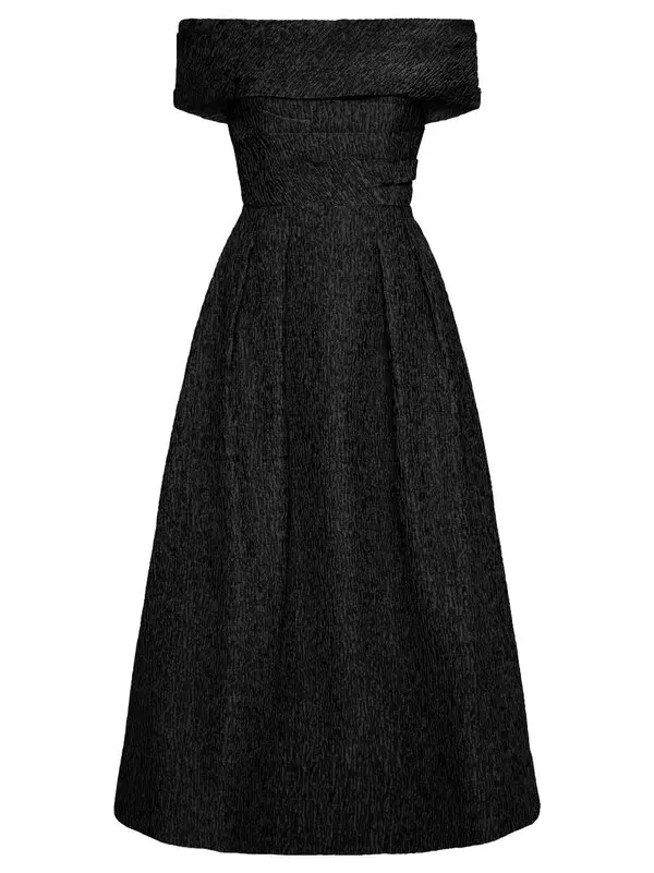 Rebecca Vallance Helene Textured Off-shoulder Midi Dress - Black