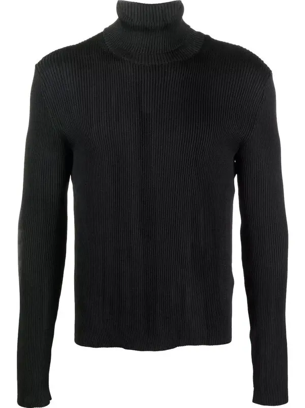 WALTER VAN BEIRENDONCK Ribbed Roll-neck Jumper - Black