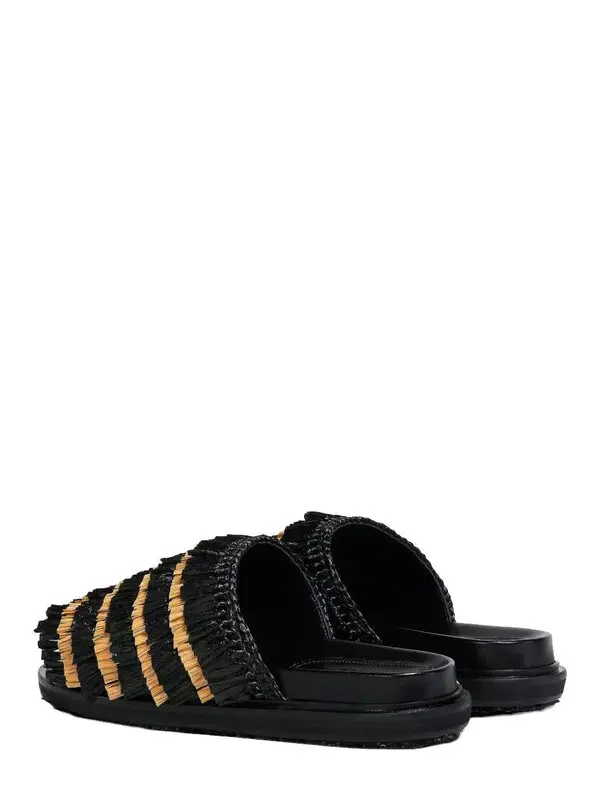 Marni Open Toe Raffia Sandals - Black