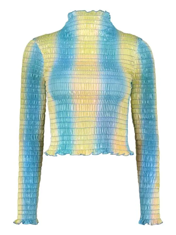 AMY CROOKES Gradient Effect Mock Neck Top - Blue
