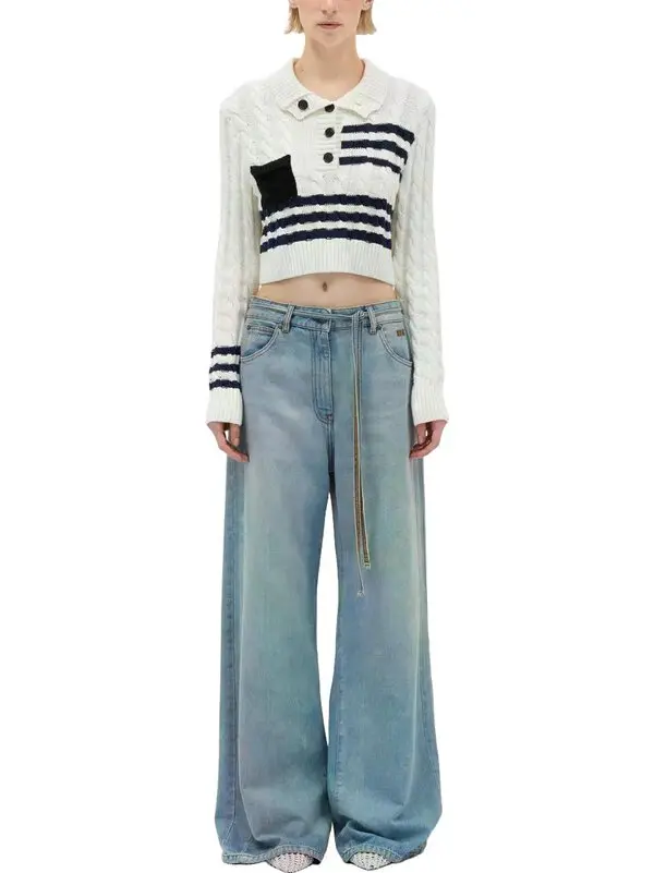 MSGM Cotton Straight Leg Jeans - Blue