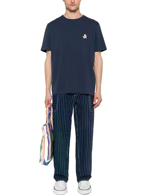 Maison Kitsuné Fox-motif Cotton T-shirt - Blue