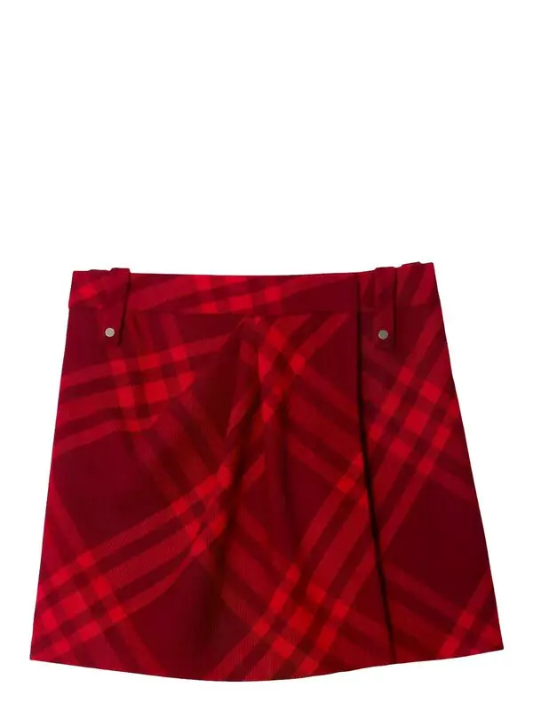 Burberry Check Pattern Wool Miniskirt - Red