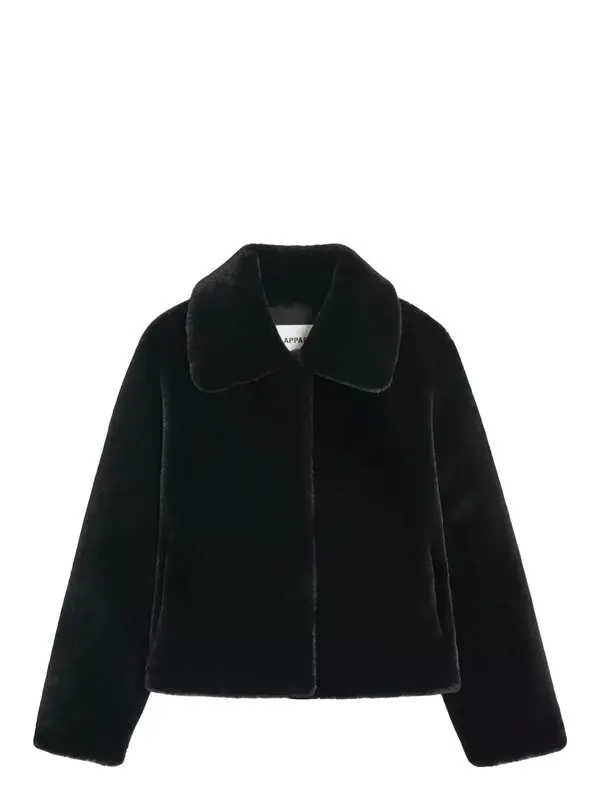 Apparis Faux Fur Jacket With Wide Collar - Black