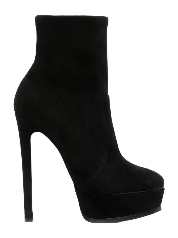 Casadei Flora 140mm Stiletto Platform Ankle Boots - Black