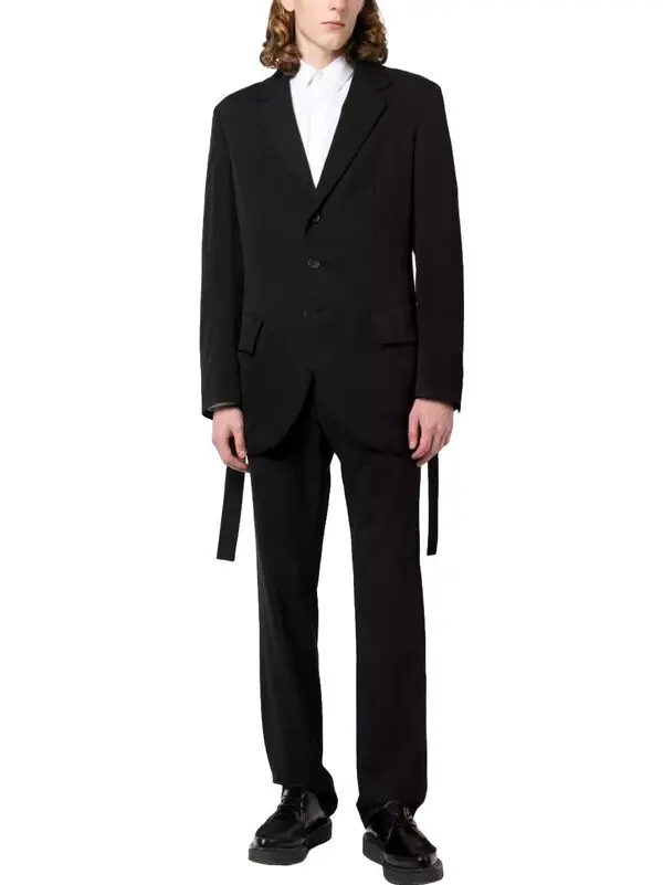 Yohji Yamamoto Single-breasted Notched Wool Blazer - Black