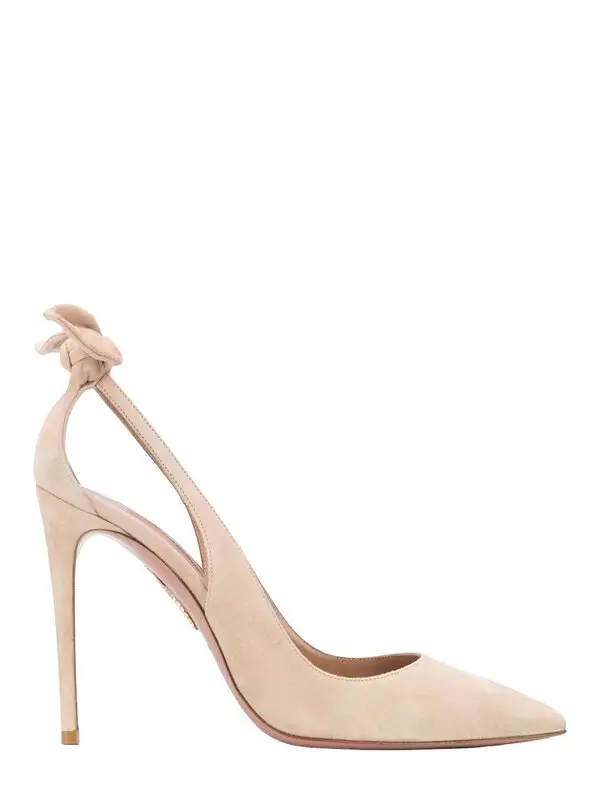 AQUAZZURA Bow Tie 105mm Pumps In Suede - Neutrals