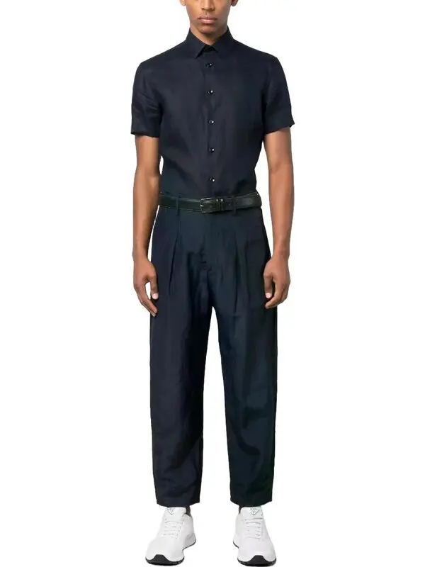 Giorgio Armani Pleated Wide-leg Trousers - Blue