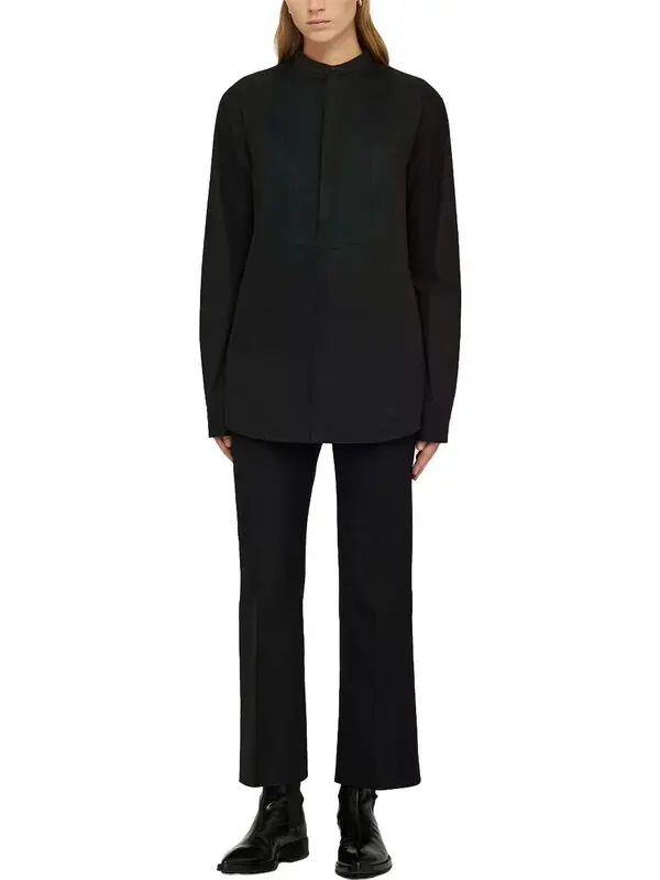 JIL SANDER Band Collar Cotton Shirt - Black