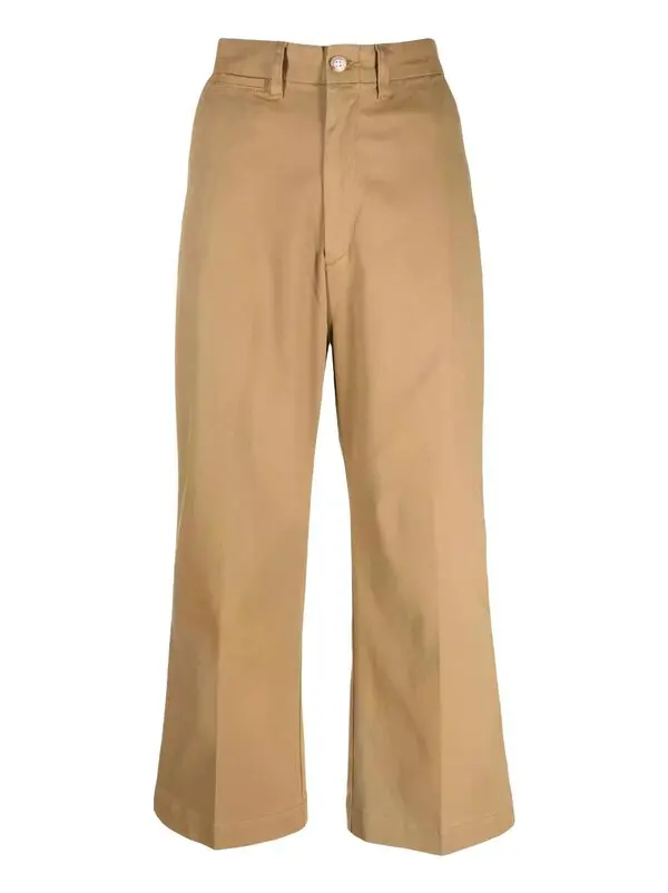Polo Ralph Lauren High-waisted Wide Leg Cropped Trousers - Neutrals