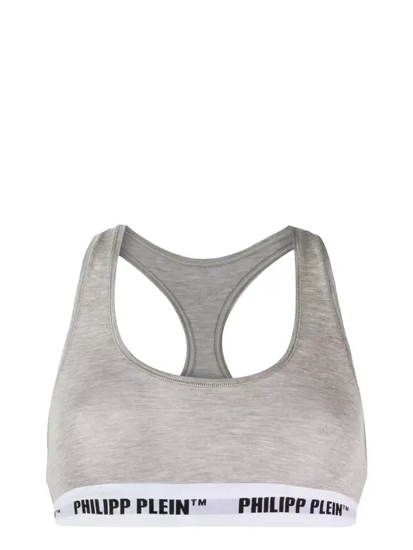 Philipp Plein Logo Band Sports Bra - Grey