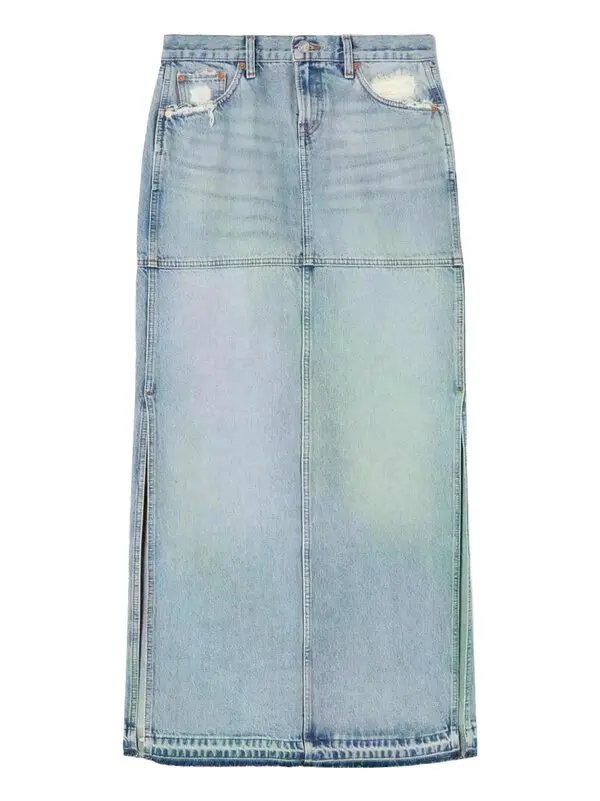 RE/DONE Side-slit Denim Maxi Skirt - Blue