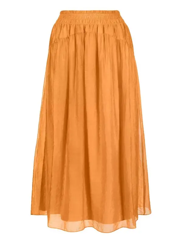 Vince Smocked Waist High-waisted Skirt - Orange