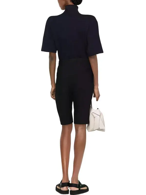 JIL SANDER Short-sleeved Roll-neck Knitted Top - Blue