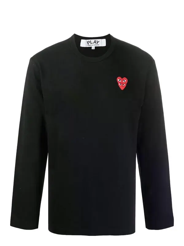 Play Comme Des Garcon Embroidered Two Heart T-shirt - Black