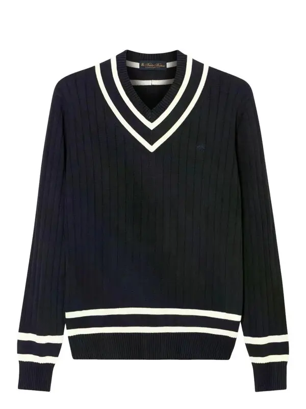Brooks Brothers Logo-embroidered Cotton Sweater - Blue