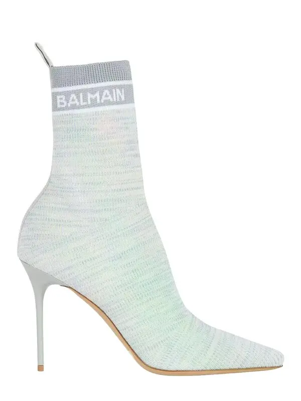 Balmain Skye 95mm Knit Ankle Boots - Blue