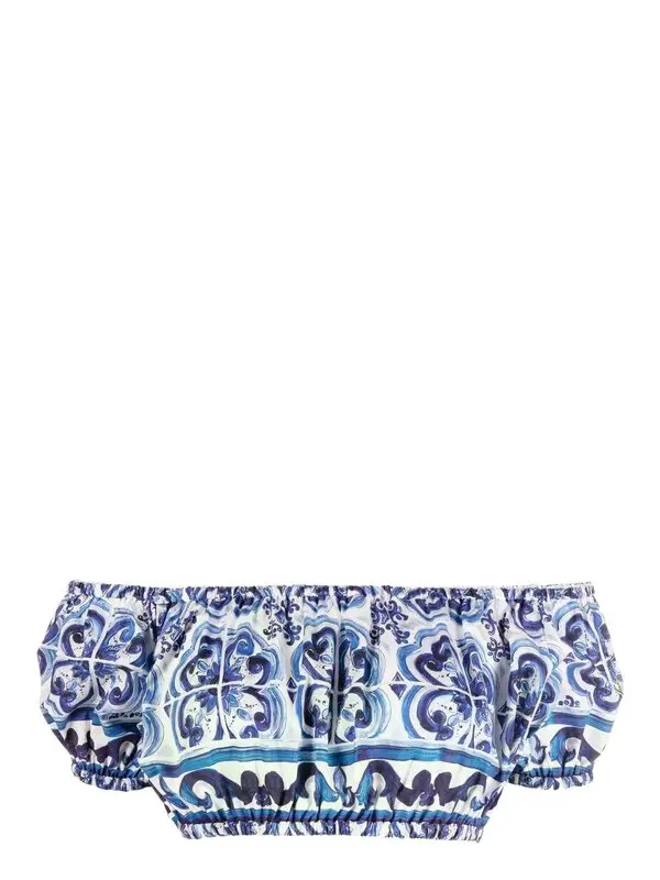 Dolce & Gabbana Majolica-print Crop Top - Blue