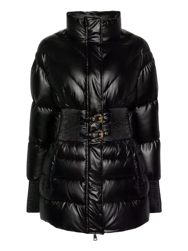 Versace Padded Jacket With Baroque Buckle - Black
