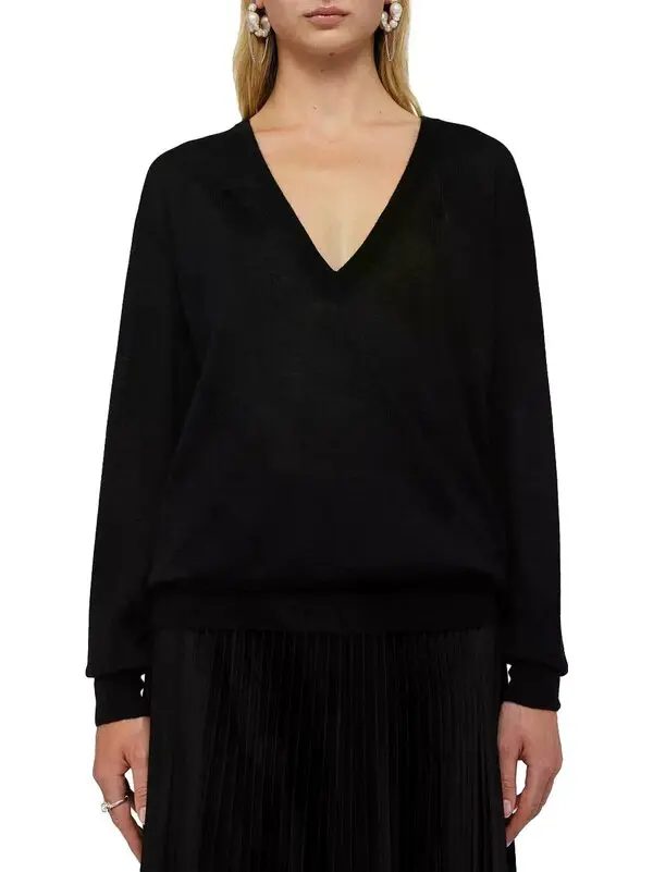JIL SANDER V-neck Cashmere Top - Black